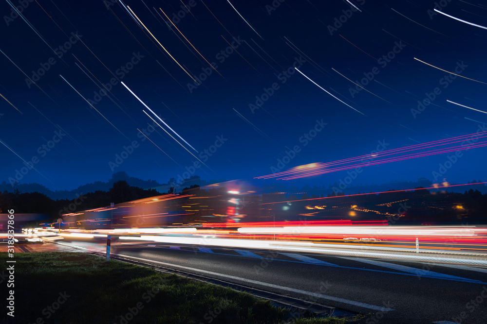 Speed Traffic - light trails on motorway Stock Photo | Adobe Stock