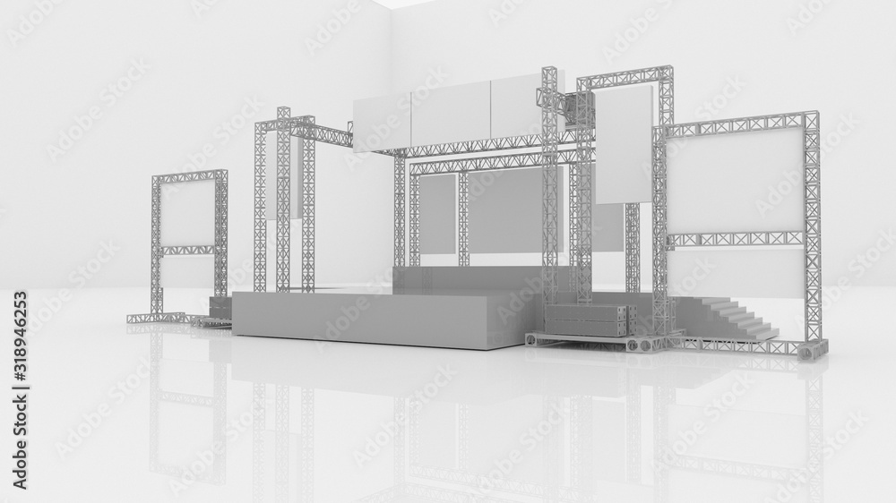 3D stage, Stage podium on white Background, Stage mockup. 3d Rendering ...