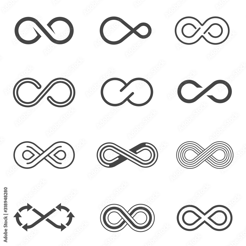 Infinity symbols, limitless signs linear icons set Stock Vector | Adobe ...