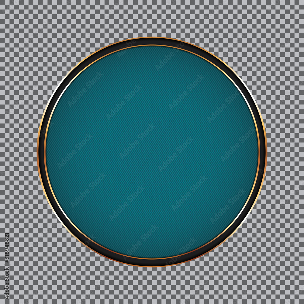 round blue banner with golden frame and on transparent background Stock ...