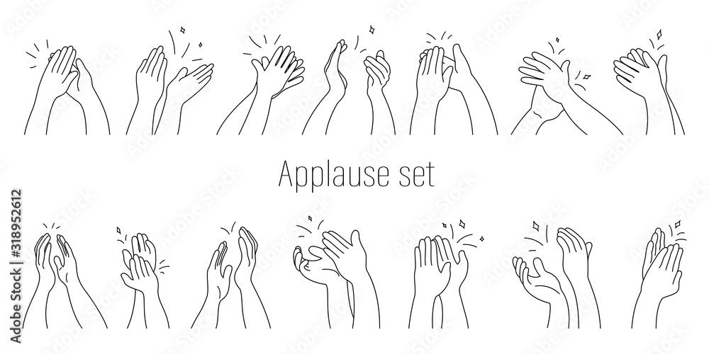 A set of applause on a white background isolated drawn on a tablet ...