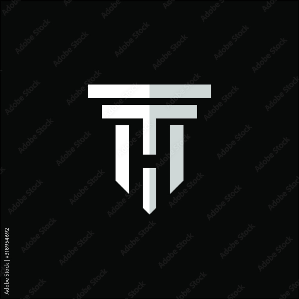 Initial letter TH or HT logo template with court building simplicity ...