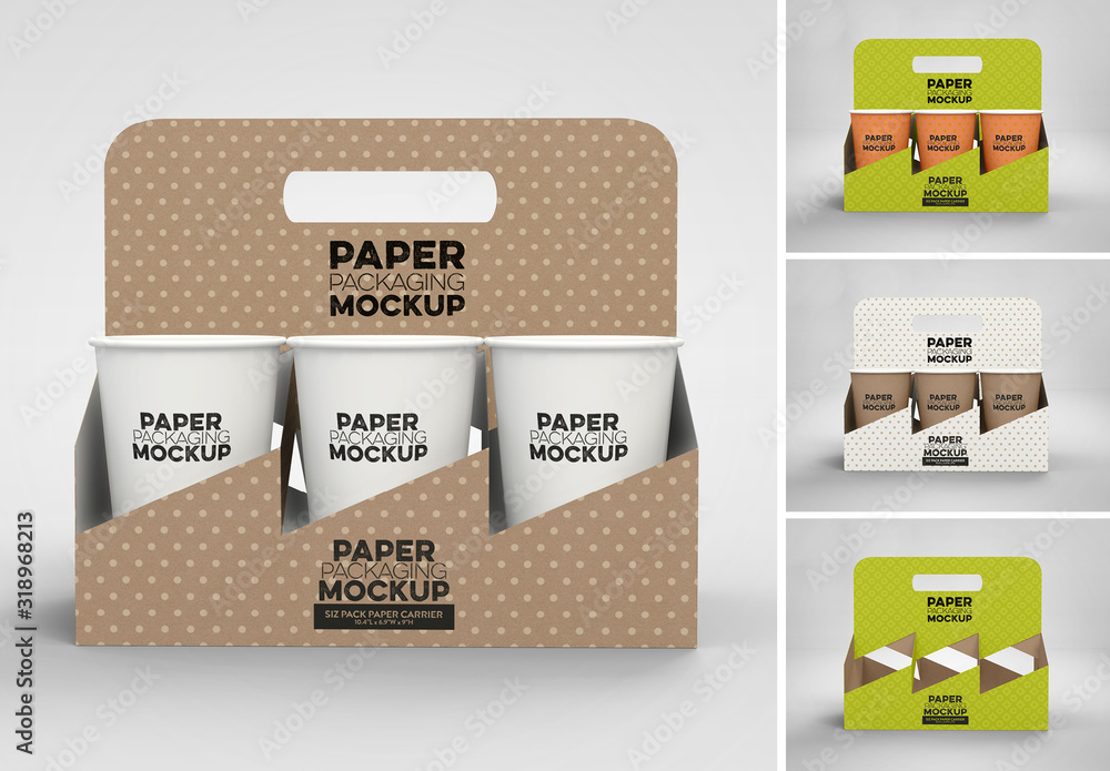 Paper 6 Cup Holder Front View Mockup Stock Template | Adobe Stock Paper 6 Cup Holder Front View Mockup Stock Template | Adobe Stock