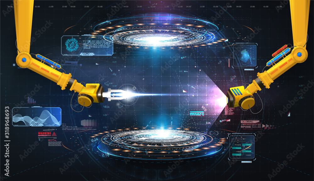Industrial technology concept. Futuristic circle vector HUD, GUI, UI ...