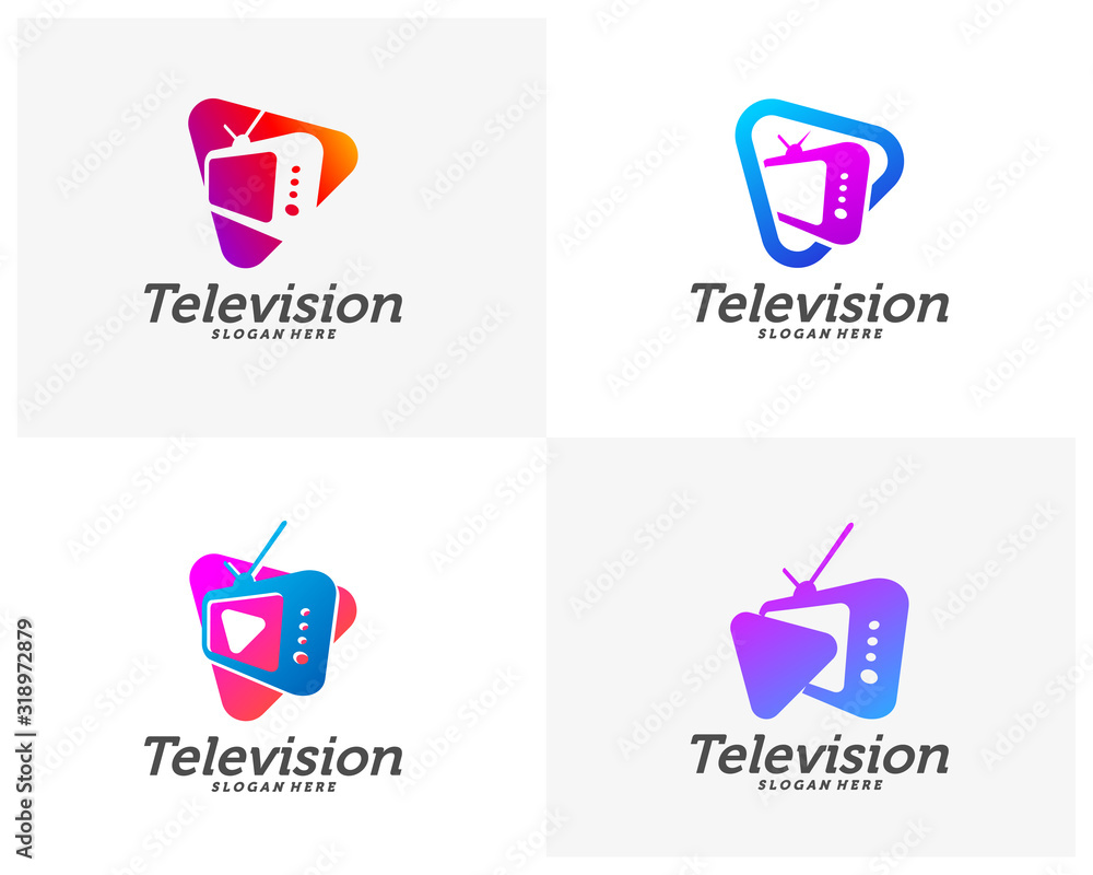 Set of Media TV Creative logo concepts, Play Television logo design ...