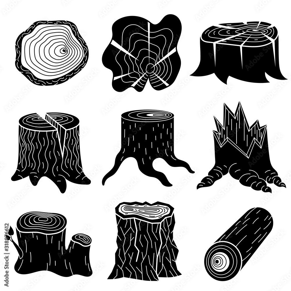Stumps icons set. Simple set of stumps vector icons for web design on ...