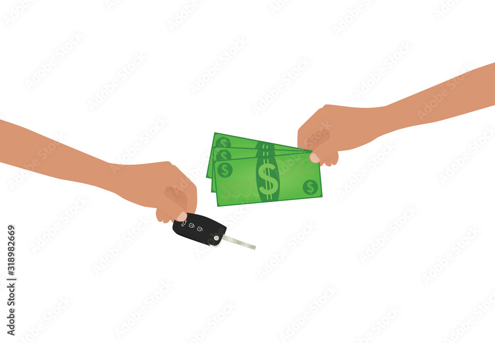 Dollar and car key exchange. vector illustration Stock Vector | Adobe Stock