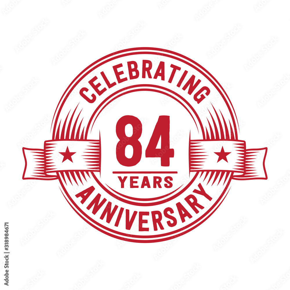 84 years logo design template. 84th anniversary vector and illustration ...