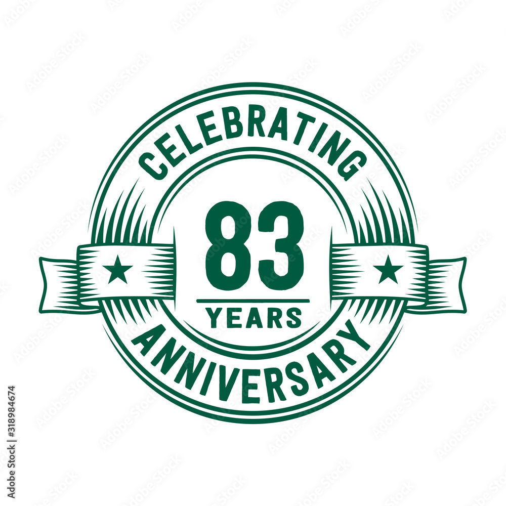 83 years logo design template. 83rd anniversary vector and illustration ...