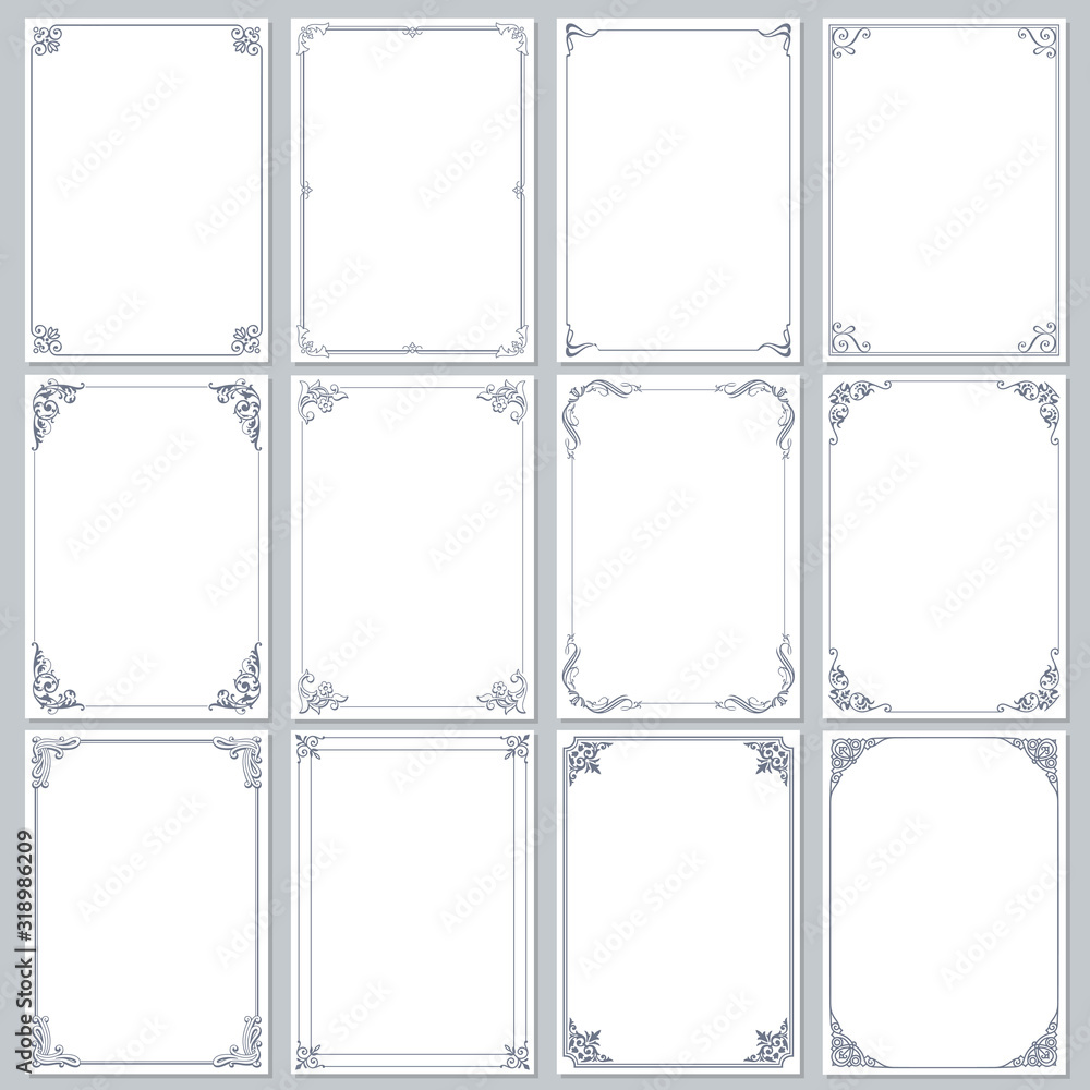 Frames decorative rectangle and borders set Stock Vector | Adobe Stock