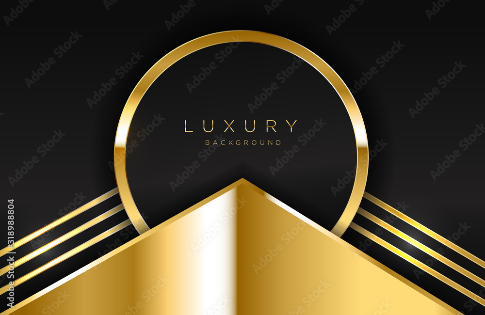 Realistic 3d background with shiny gold geometric shape. Golden ...