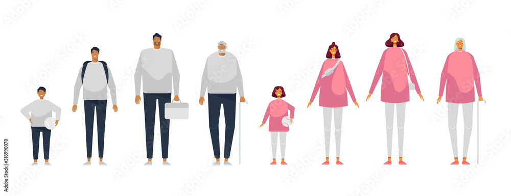 Vector illustration. Collection of male and female characters with ...