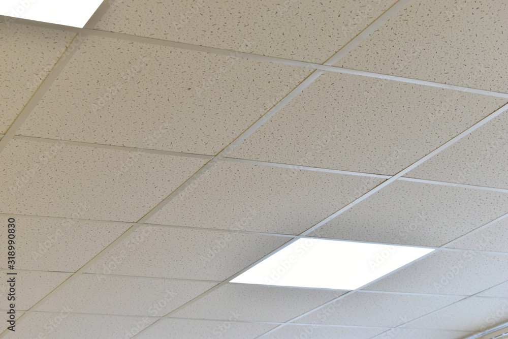 Yellow Euro ceiling with built-in lights Stock Photo | Adobe Stock