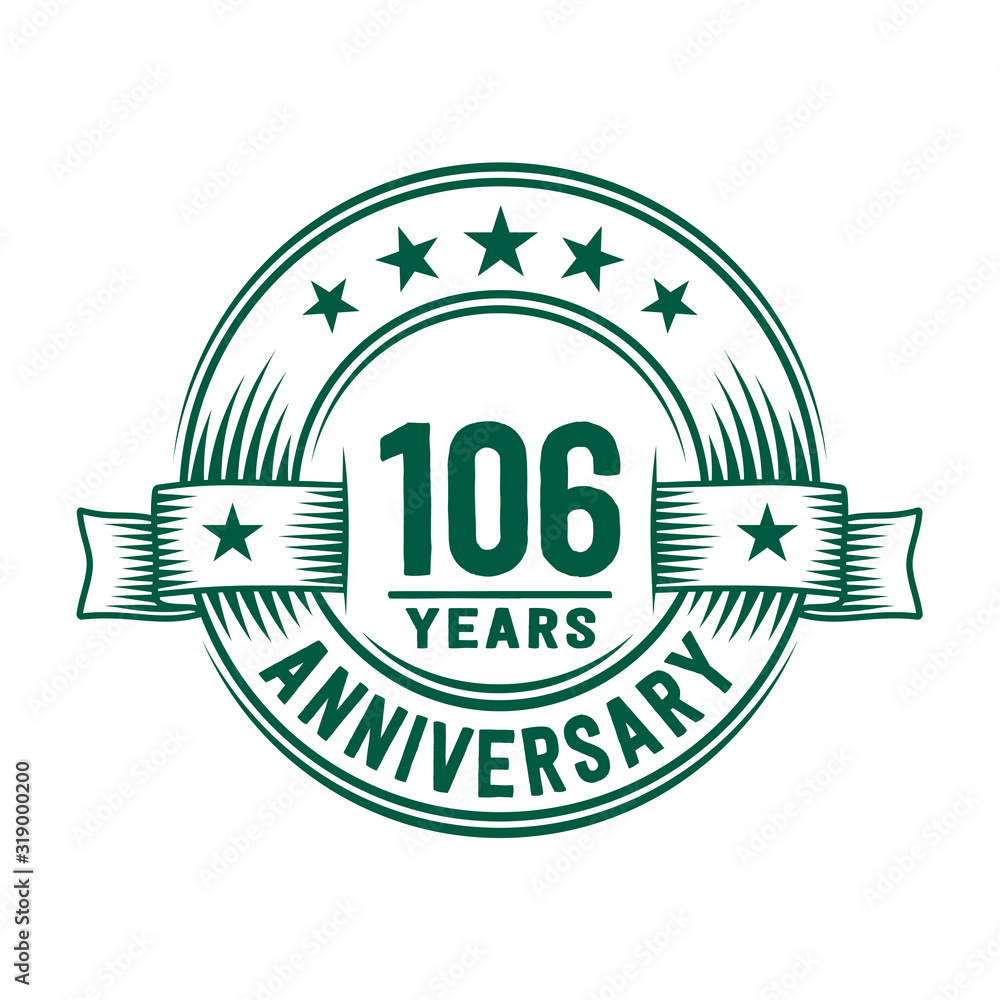 106 years logo design template. 106th anniversary vector and ...