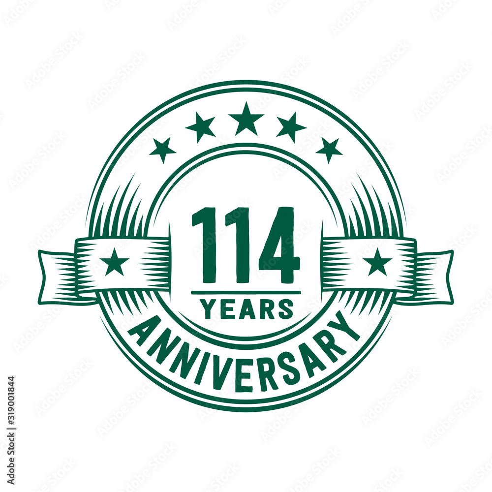 114 years logo design template. 114th anniversary vector and ...