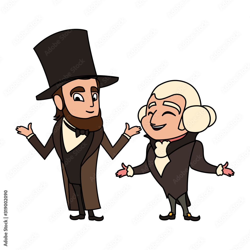 cartoon of presidents george washington and abraham lincoln, president ...
