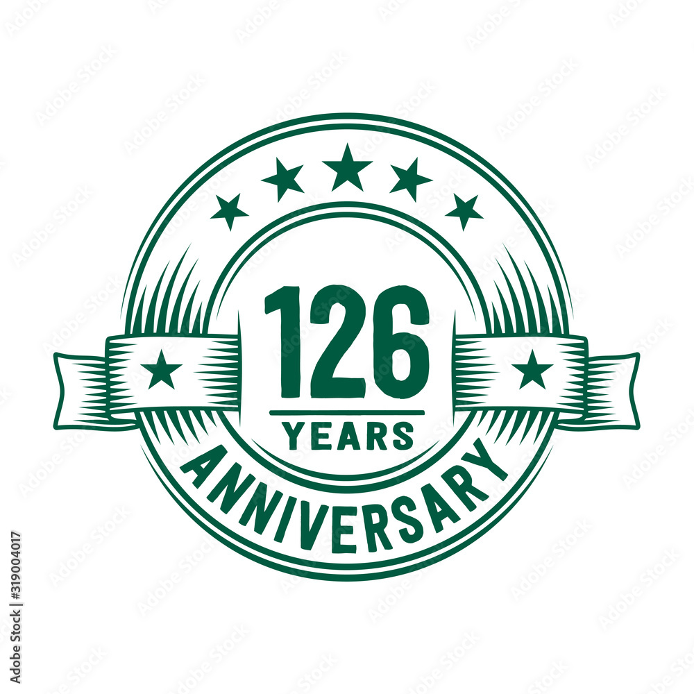 126 years logo design template. 126th anniversary vector and ...