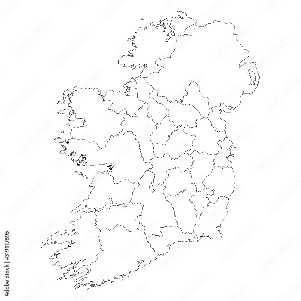 Maps of Ireland vector graphics design. White background. European ...