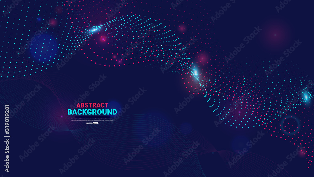 Abstract technology background with flowing particles. digital future ...