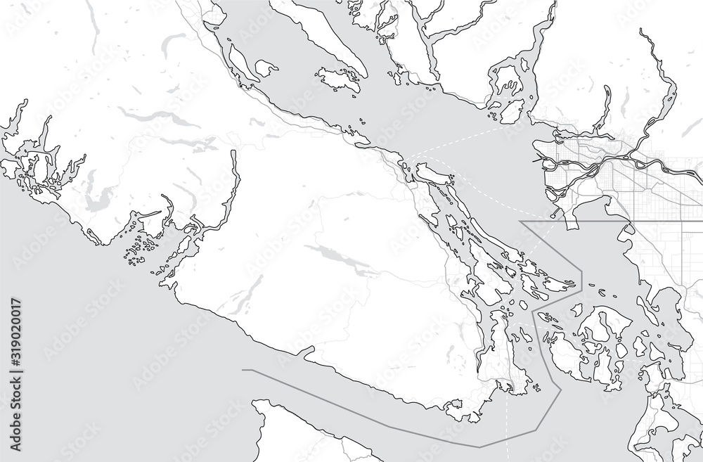 Map of Vancouver Island (Nanaimo, Victoria, Tofino) and Greater ...