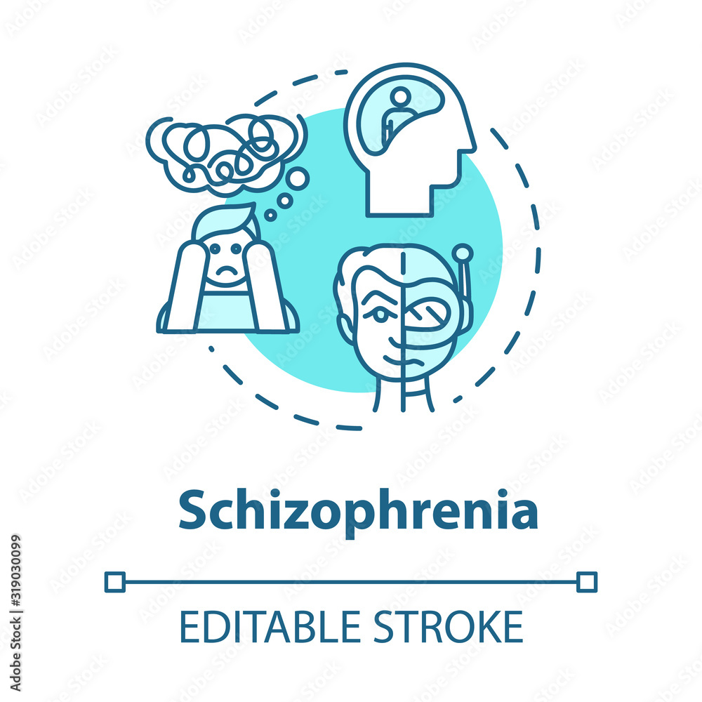 Schizophrenia concept icon. Psychosis with hallucinations. Insanity ...