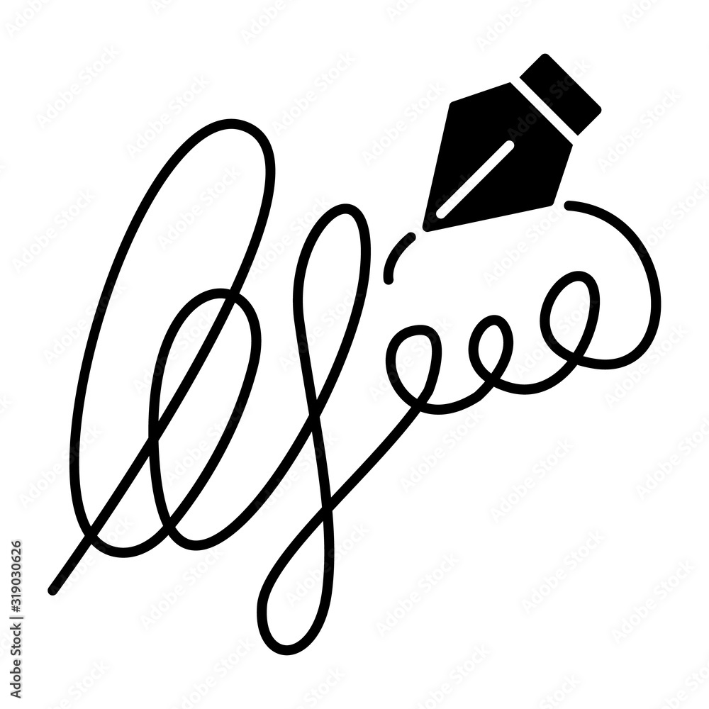 Signature Black Glyph Icon Handwriting Autograph Proof Of Identity Signature Black Glyph Icon Handwriting Autograph Proof Of Identity