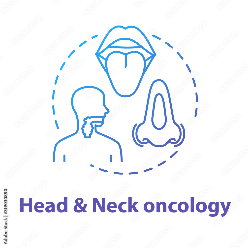 Head and neck oncology concept icon. ENT disorders. Diseases of ears ...