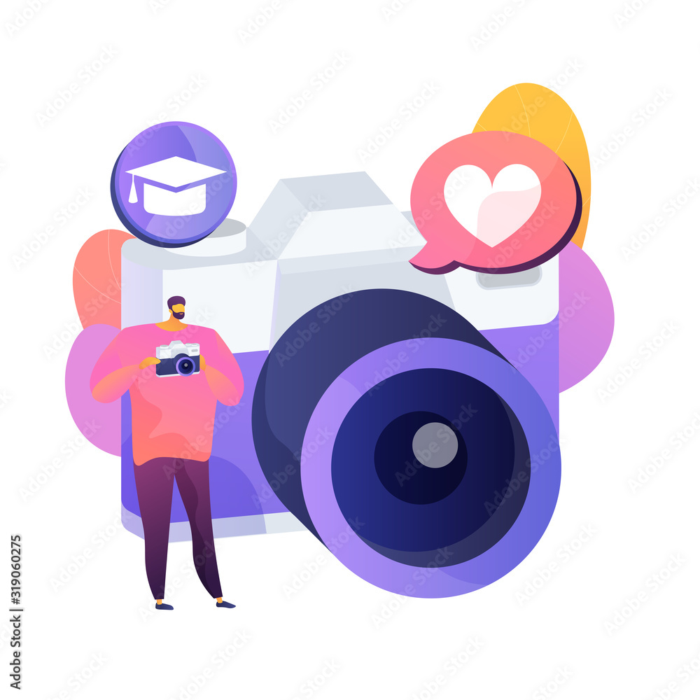 Photography course. Journalist, photographer, paparazzi. Male cartoon ...