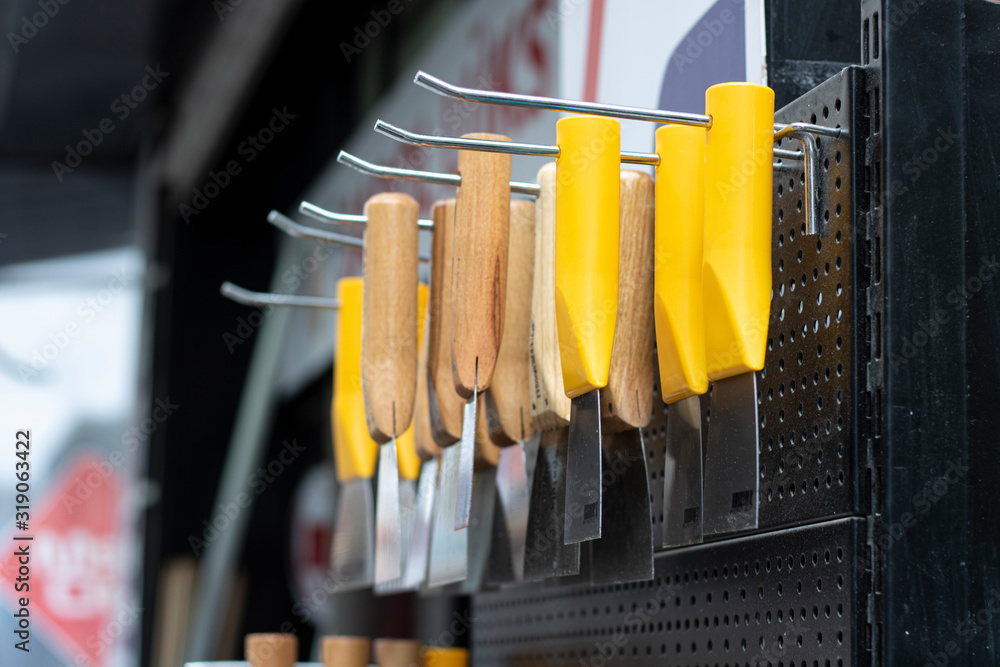 Spatula used for scraping the surface. construction masters are used to ...