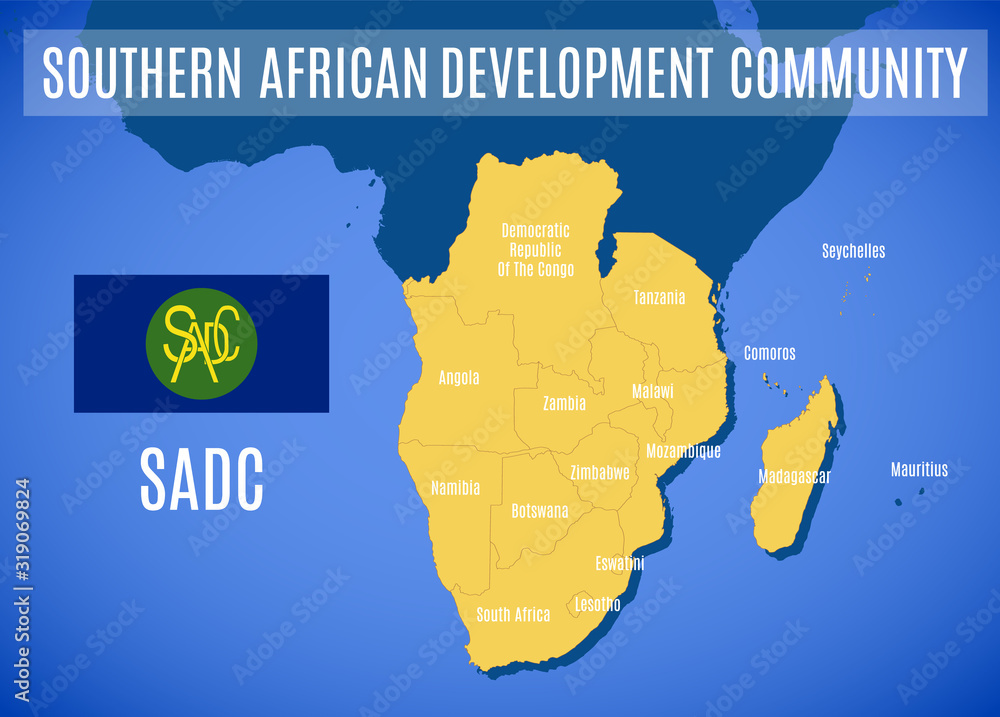 Vector map of the Southern African Development Community (SADC) Stock ...