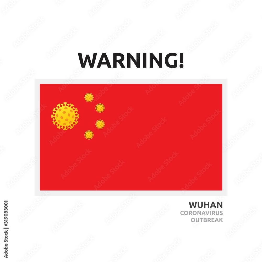 Warning Coronavirus 2019-nCoV symptoms risk disease China flag medical ...