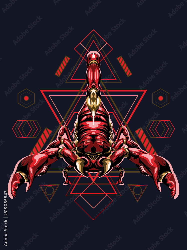 zodiac vector illustration red scorpion king with sacred geometry ...