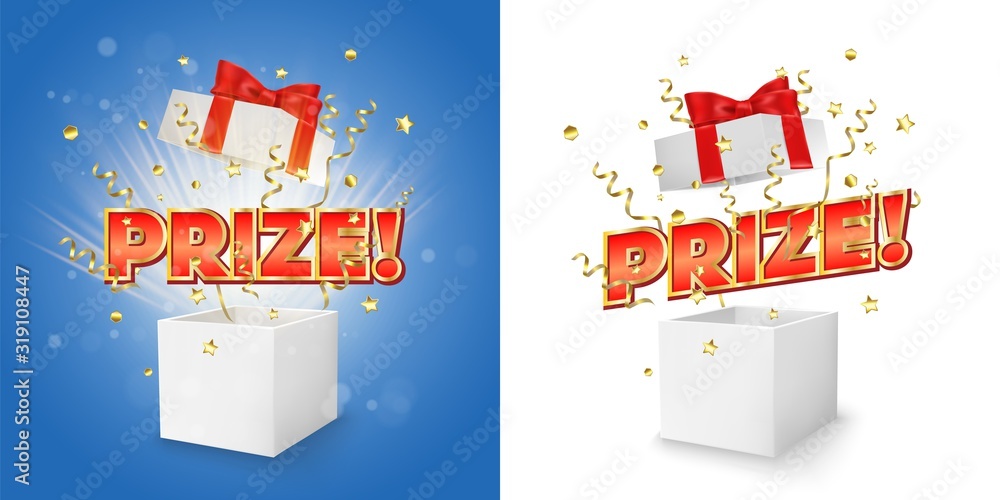 Prize gift box vector concept for banner, poster Stock Vector | Adobe Stock