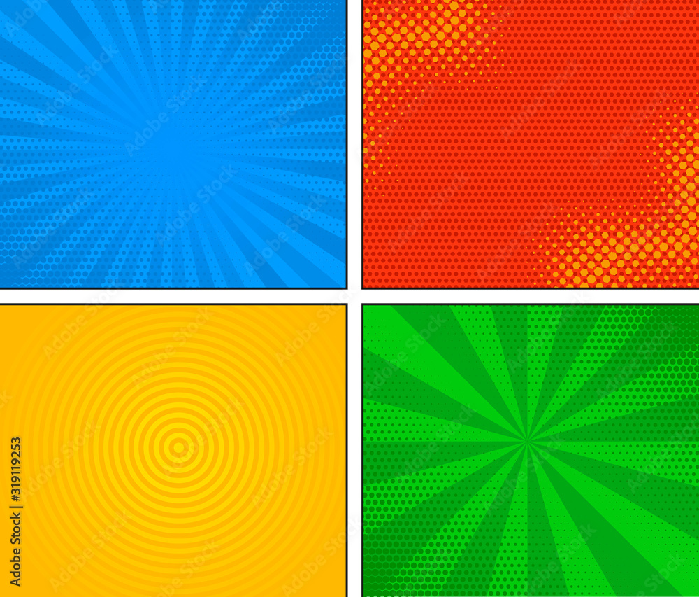 Set of comic background. Comic book page template of different frames ...