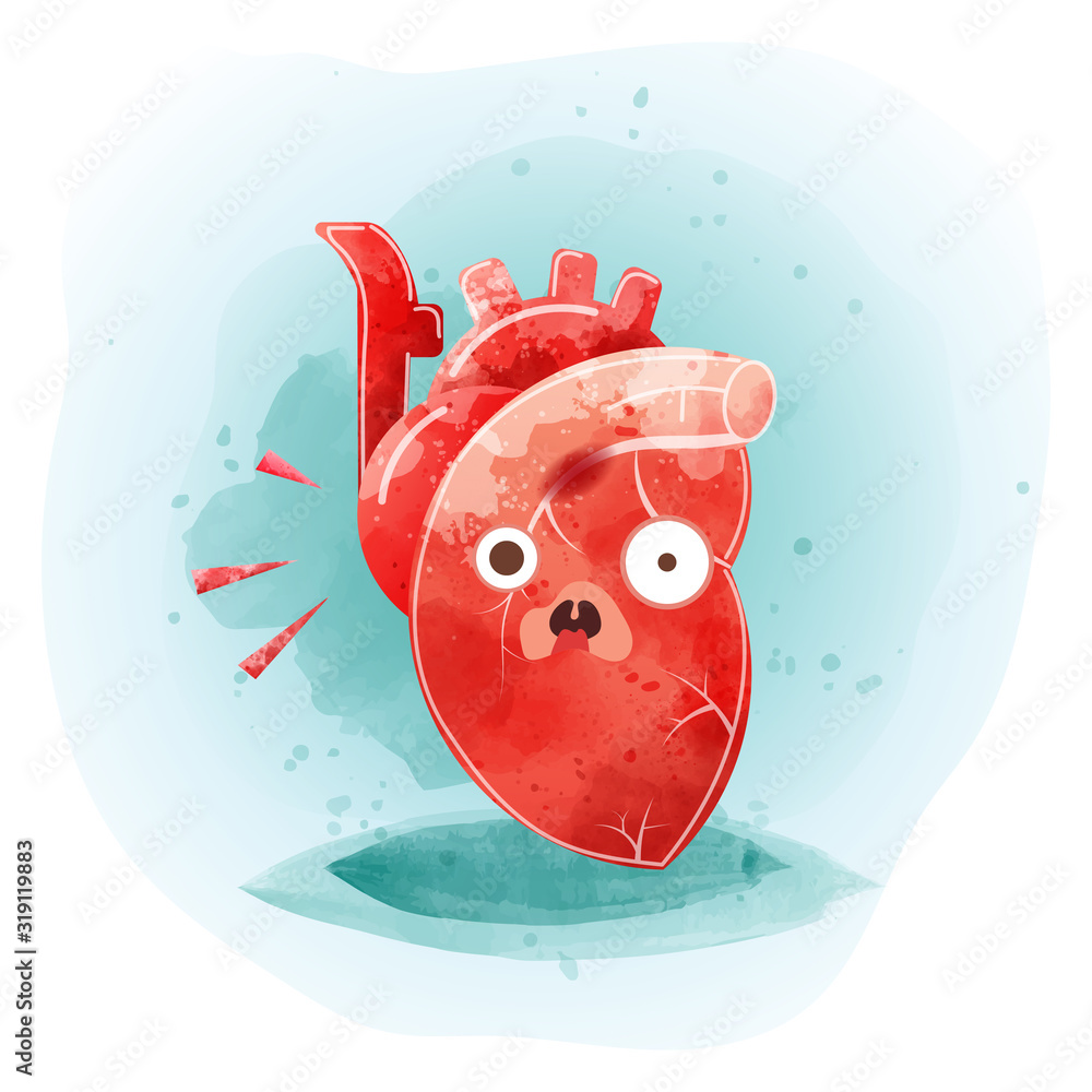 Human heart anatomy. Coronary artery, Internal organ concept. Vector ...