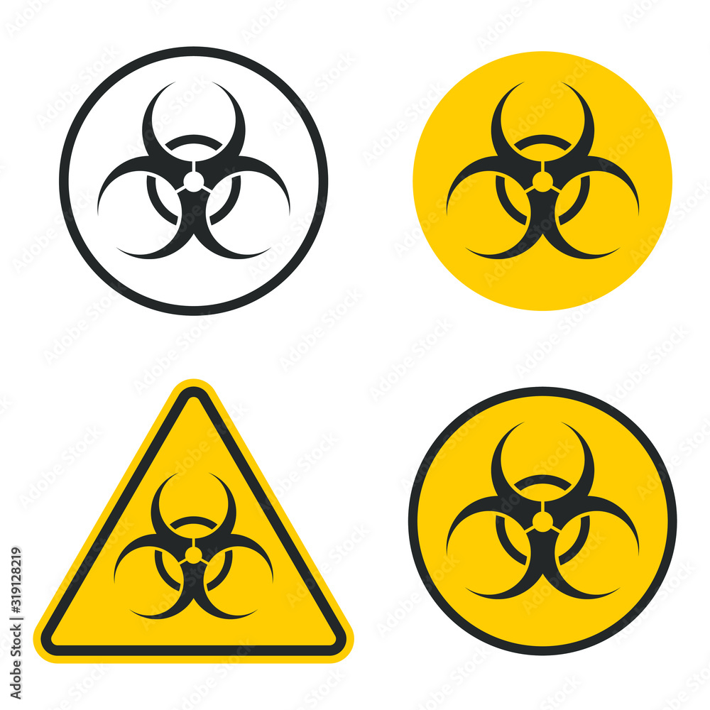 Biohazard warning safety icon shape. biological hazard risk logo symbol ...