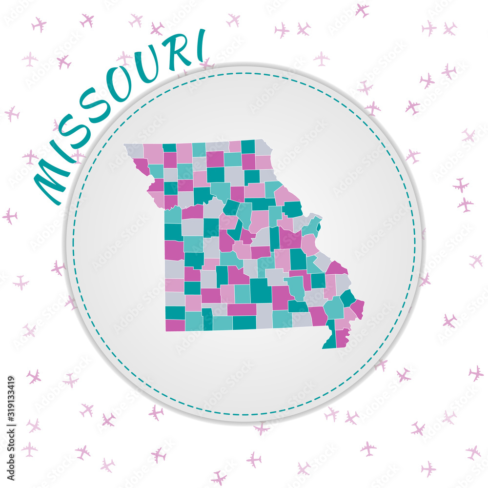 Missouri map design. Map of the us state with regions in emerald ...