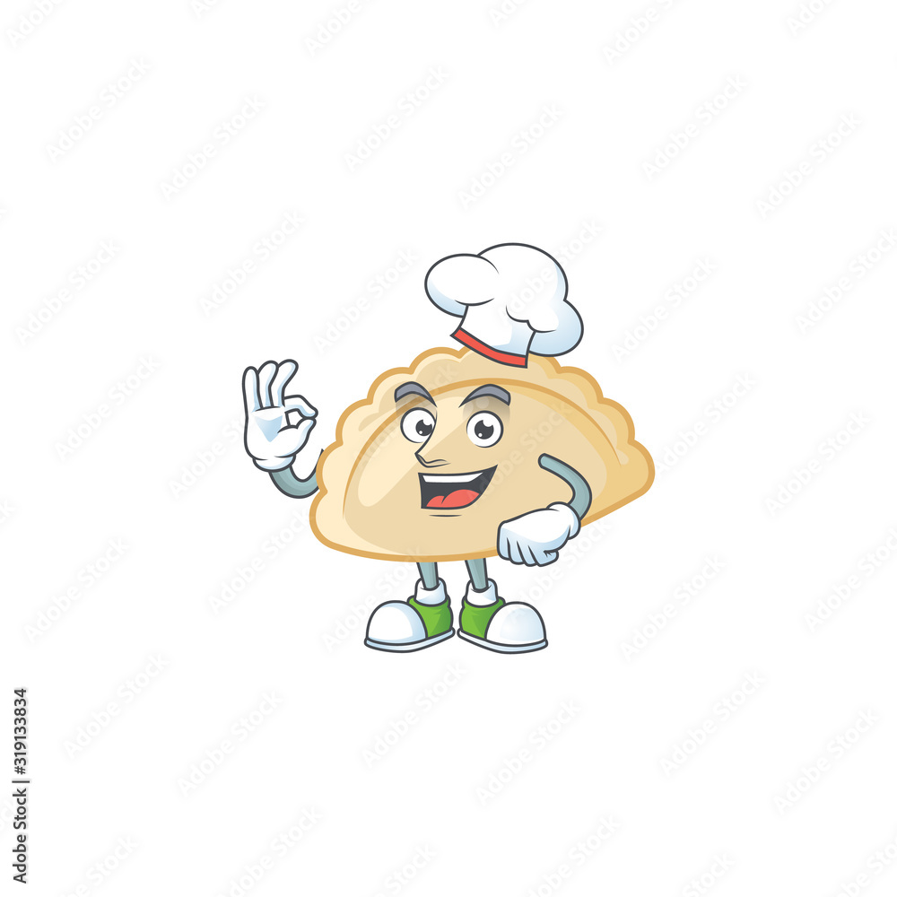 Pierogi cartoon character wearing costume of chef and white hat Stock ...