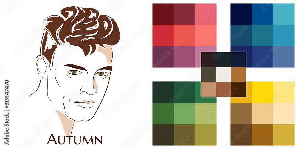 Stock vector color guide. Seasonal color analysis palette for autumn ...