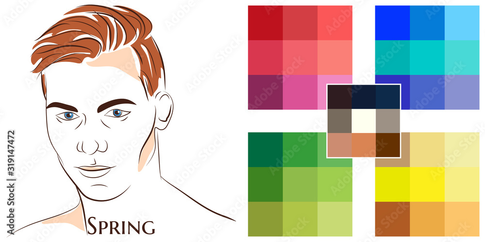 Stock vector color guide. Seasonal color analysis palette for spring ...