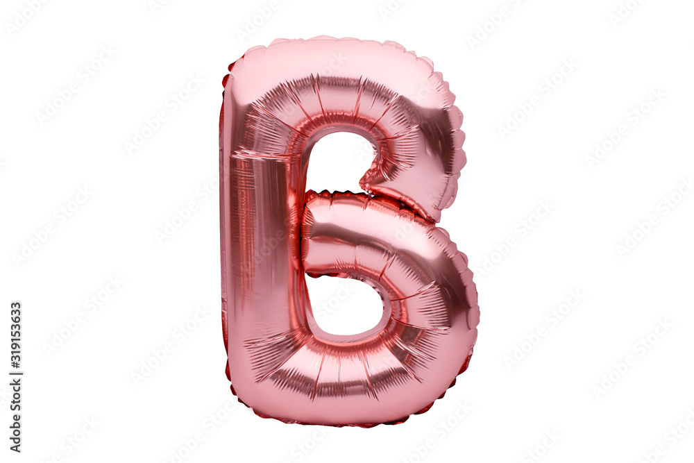 Letter B made of rose golden inflatable helium balloon isolated on ...