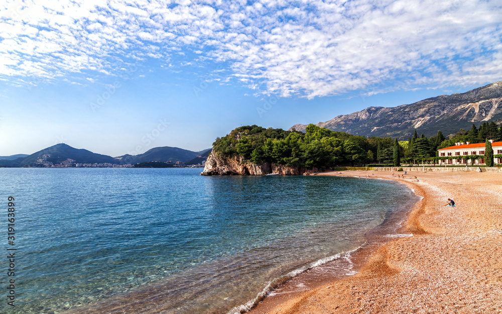 Picturesque view of Milocer Beach (King's Beach), one of the most ...