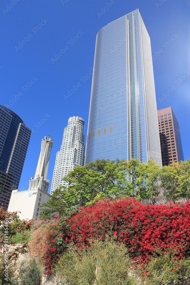 LOS ANGELES, USA - APRIL 5, 2014: Two California Plaza skyscraper in ...