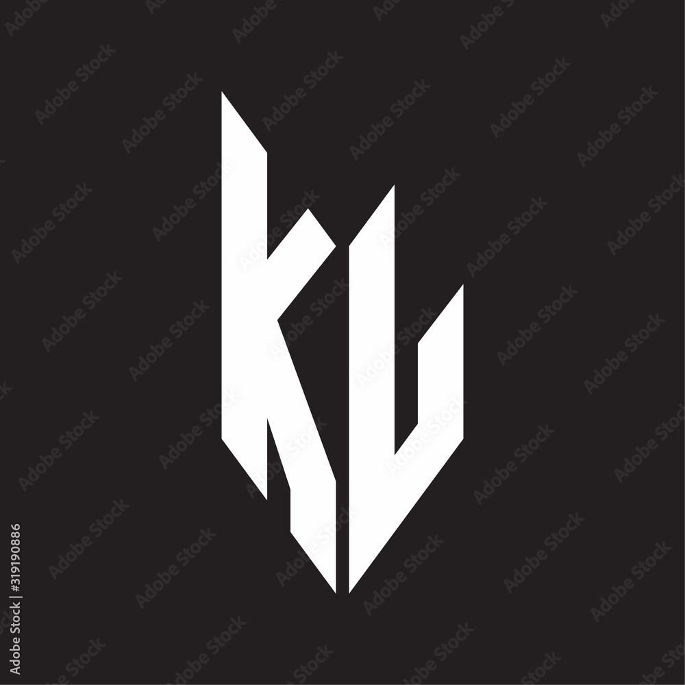 KL Logo monogram with emblem style isolated on black background Stock ...