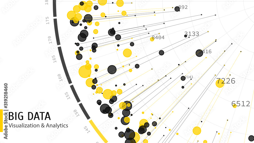 Big data visualization. Complex data concept. Abstract radial data plot ...