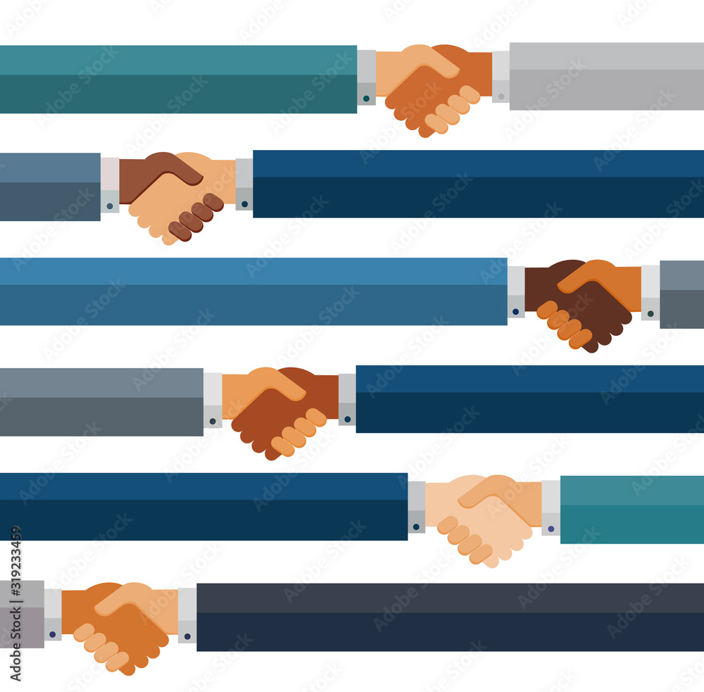 Flat vector illustration of hands handshake. Concept of modern ...