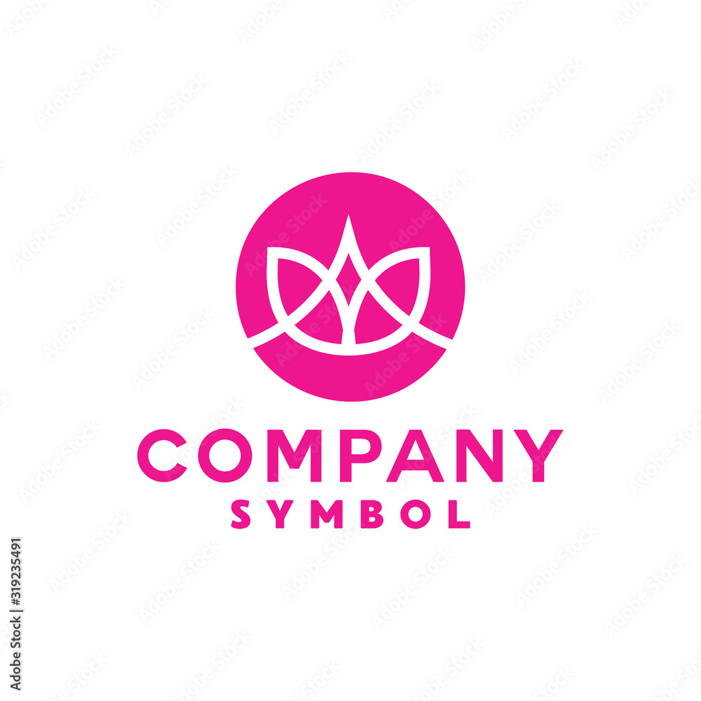 Lotus logo design vector template with flat violet color Concept style ...