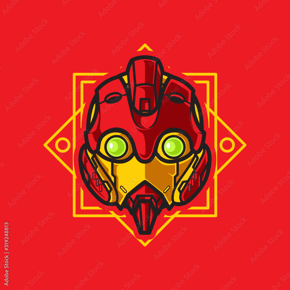 Mecha Robot Head Logo, Template Images Stock Vector | Adobe Stock