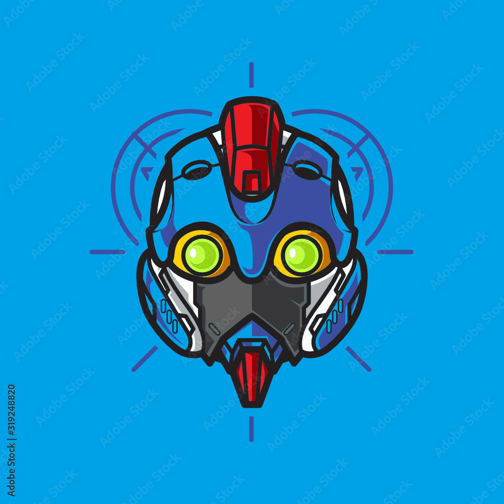 Mecha Robot Head Logo, Template Images Stock Vector | Adobe Stock