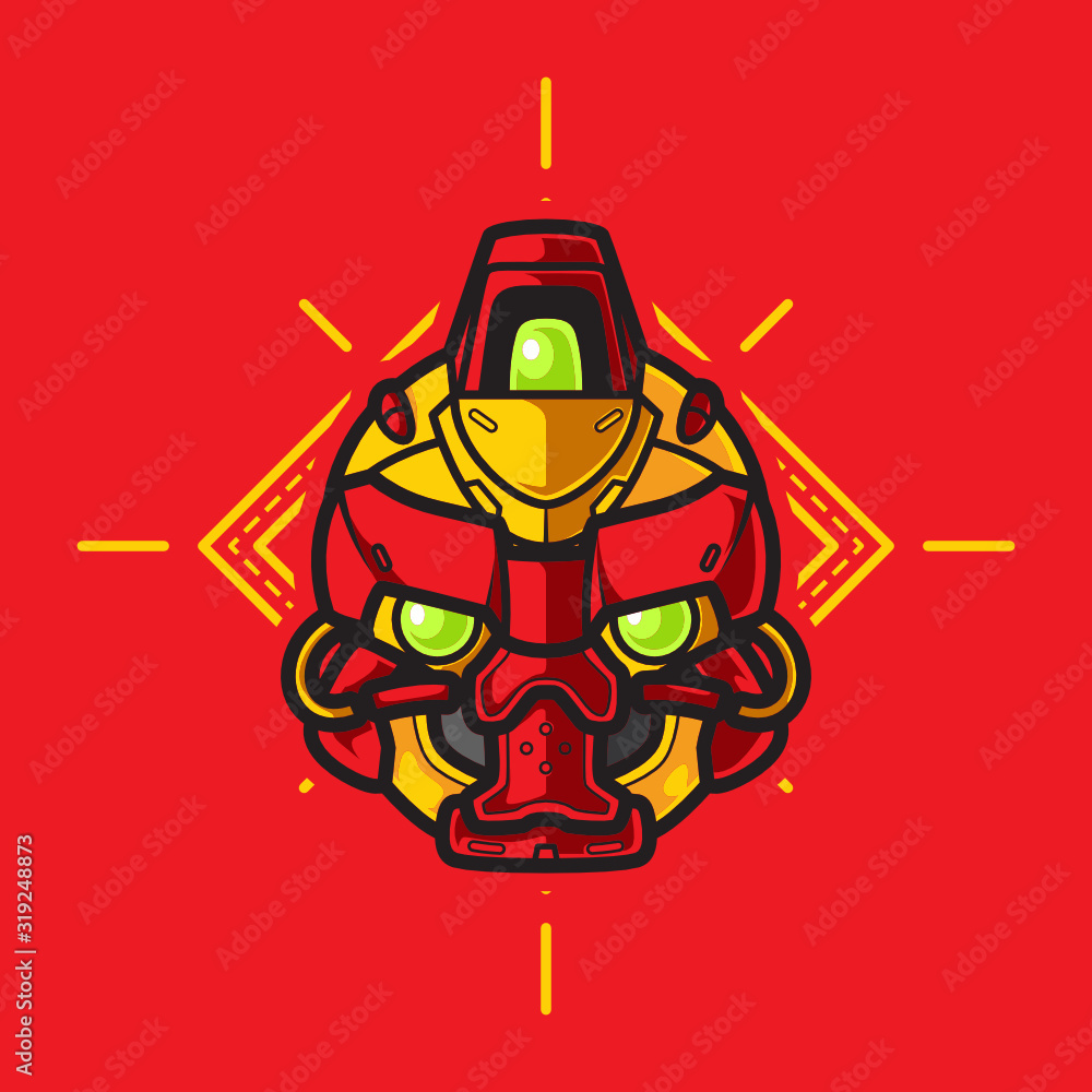 Mecha Robot Head Logo, Template Images Stock Vector | Adobe Stock